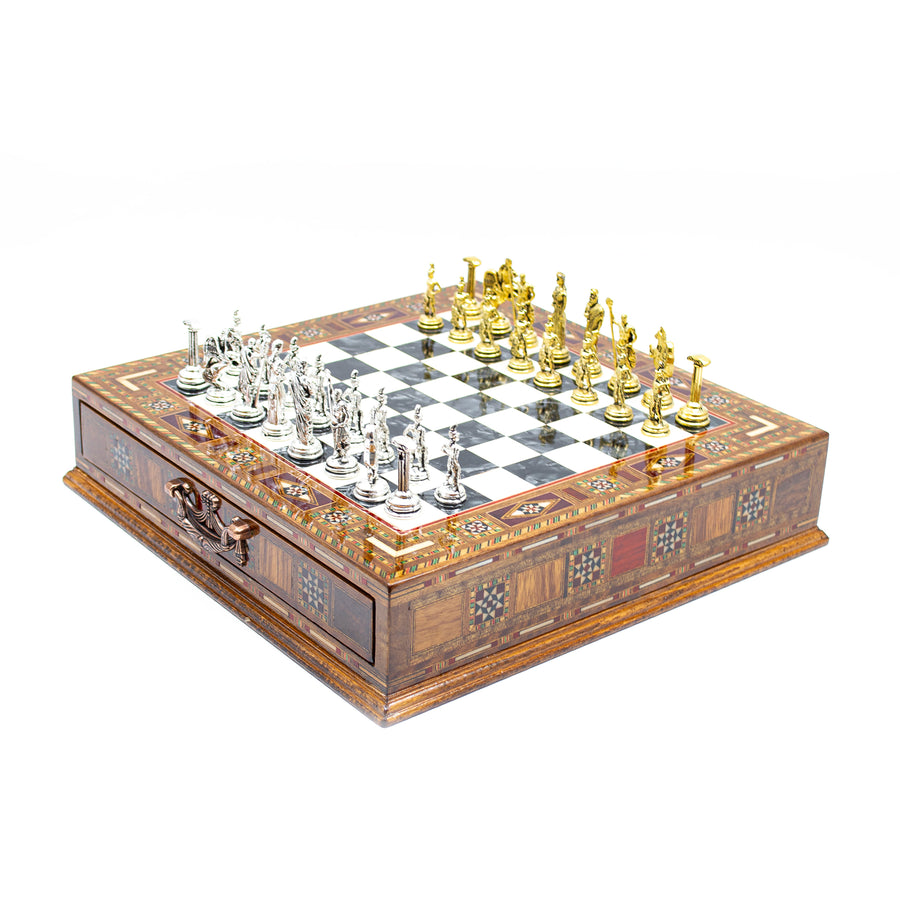Luxury Roman Chess Set with Storage - Rose & Walnut Wood – My Chess Sets