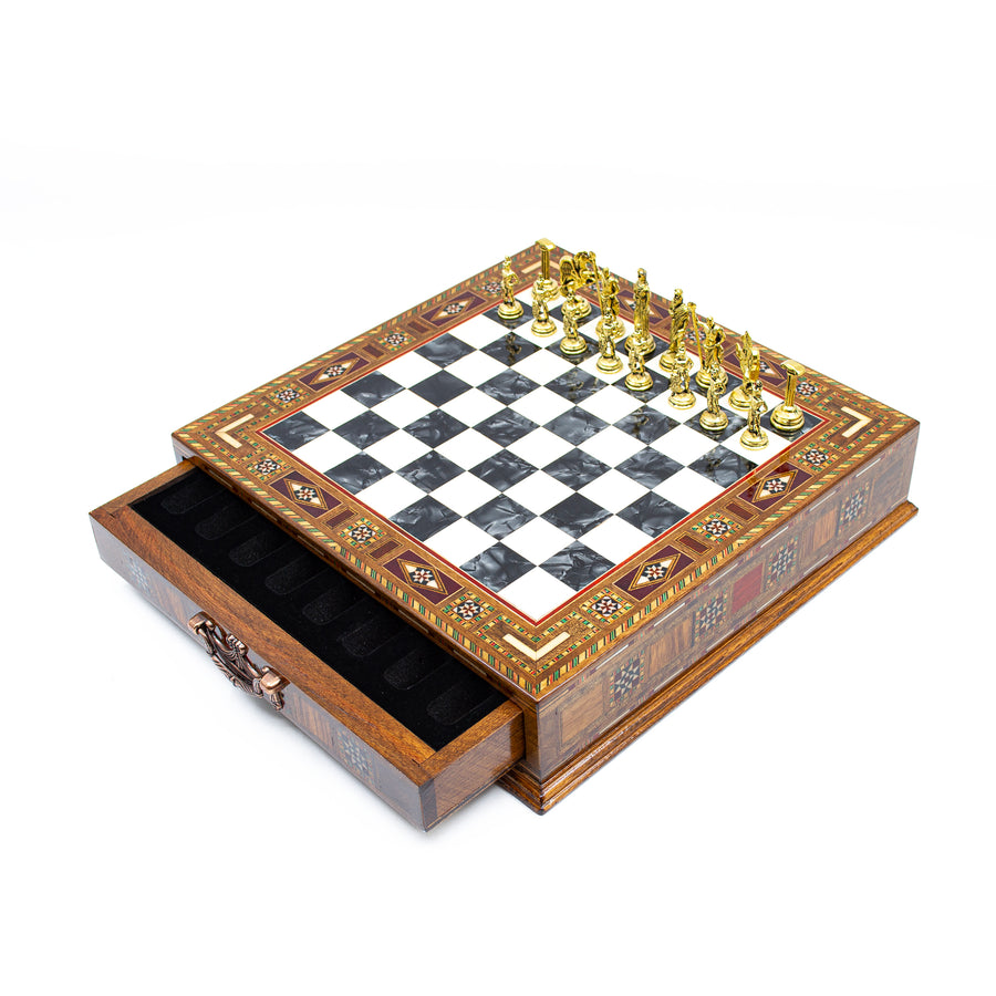 Luxury Roman Chess Set with Storage - Rose & Walnut Wood – My Chess Sets